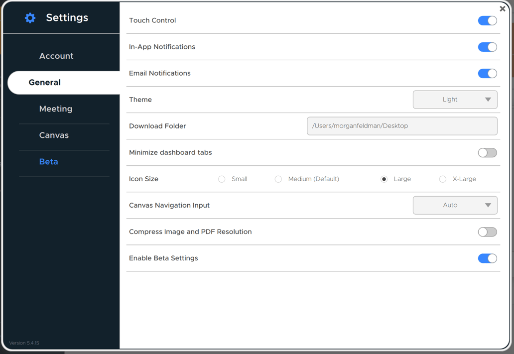 How can I configure my T1V app Settings?
